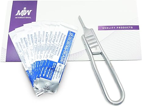 MJW Folding scalpel handle no.3 with 10 pcs scalpel cutting edge 10 ...