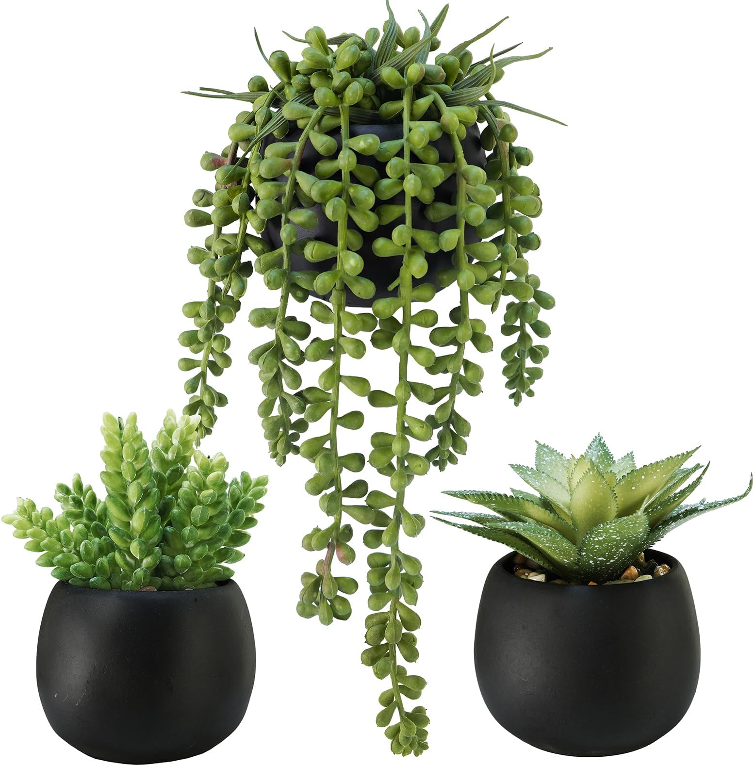 Amazon.com: Winlyn Set of 3 Mini Faux Succulent Potted Plants ...