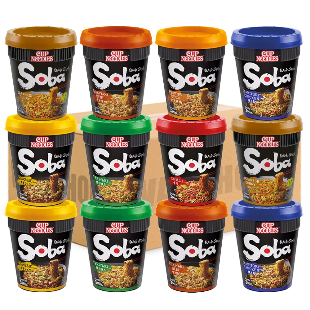 Nissin Cup Soba Pot Noodles 12 Servings Mixed Assorted Flavours ...