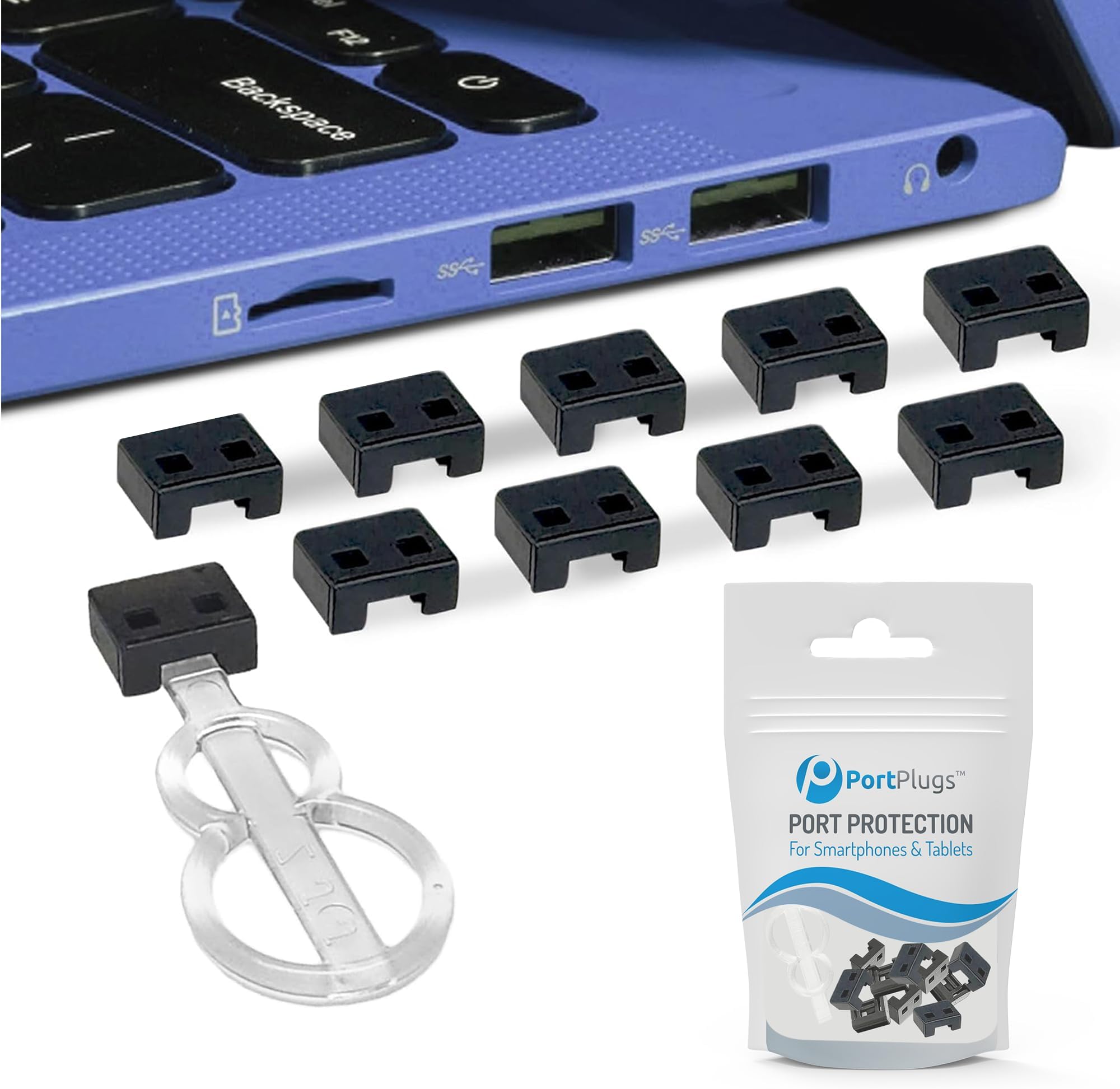 Amazon.com: PortPlugs USB-A Port Blockers - Key Lock USB Security for ...