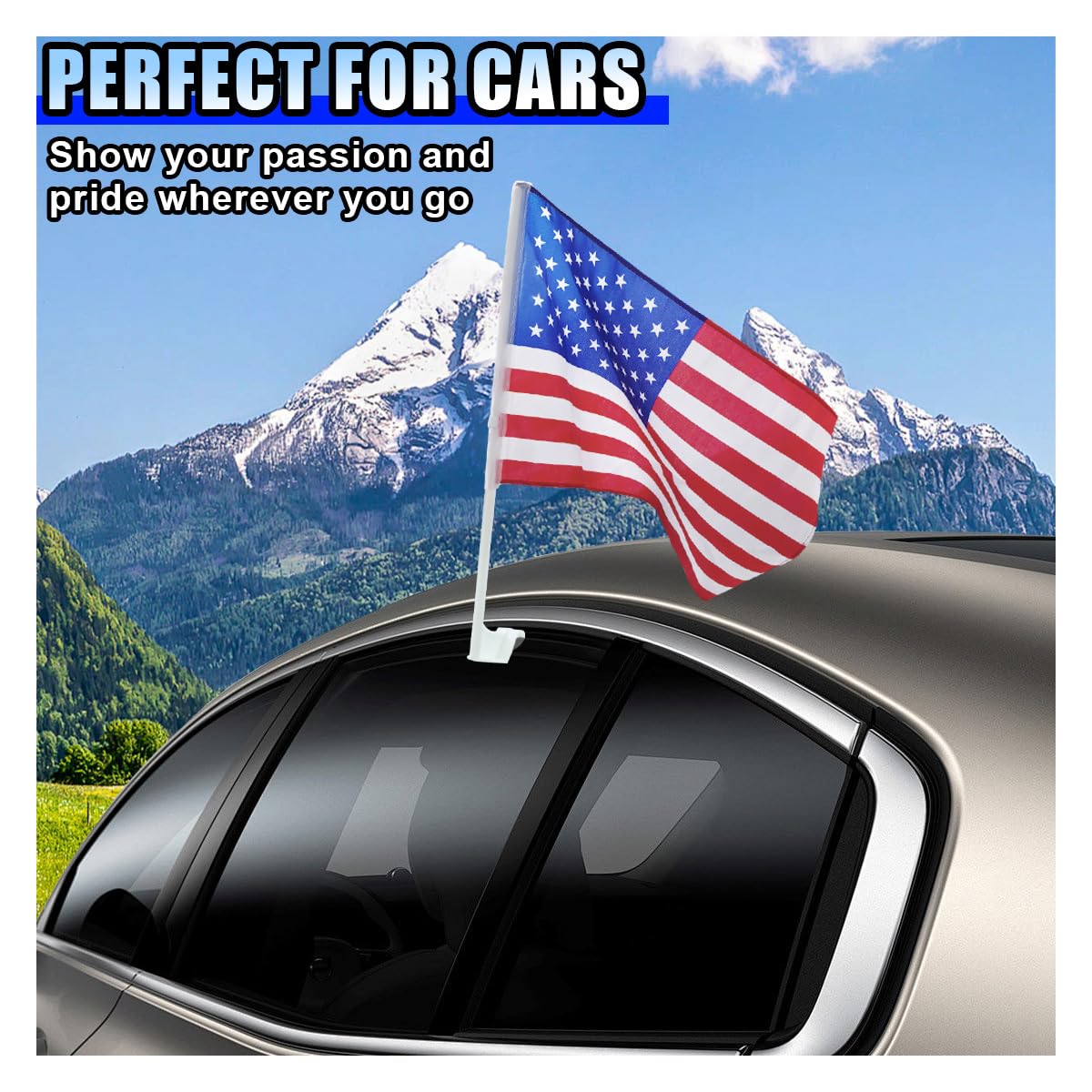 Car Window Flag 12 Pack US American USA Patriotic Window Clip Car Flag ...