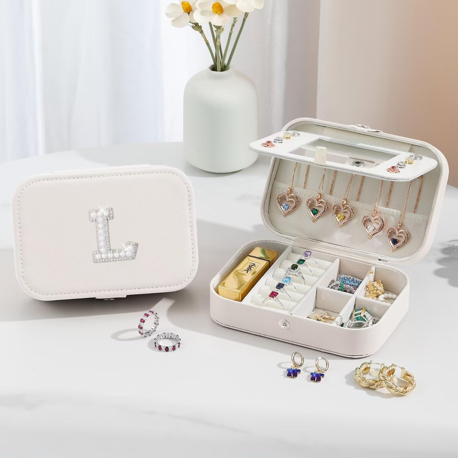Amazon.com: Parima Travel Jewelry Case - Small Pearl Jewelry Case for ...