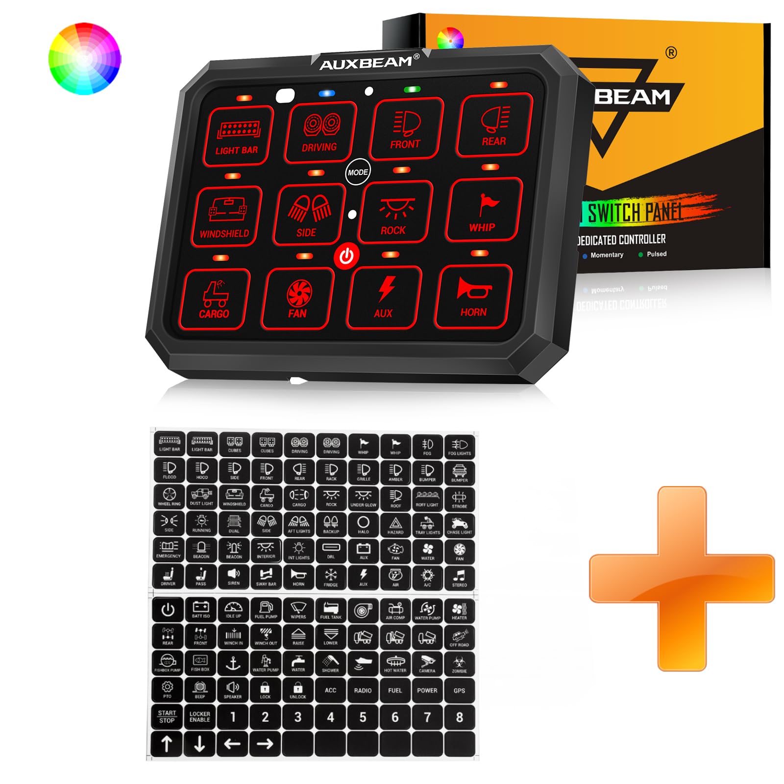 Amazon.com: Auxbeam 12 Gang Switch Panel RB120 RGB Dimmable Switch ...