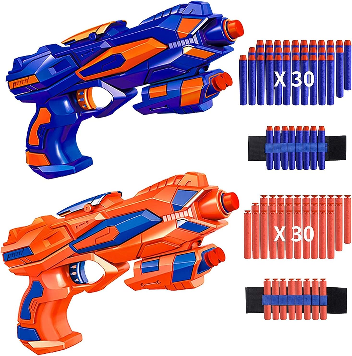 M&J&DELEE M&J 2 Pack Blaster Toy Guns with 2Foam Dart Wrist Band and 60 ...