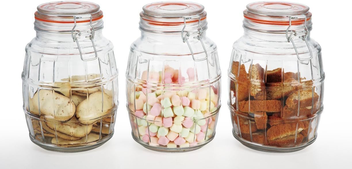 Amazon.com: Simple Flow - 3-Piece Large Capacity Glass Canister Set ...