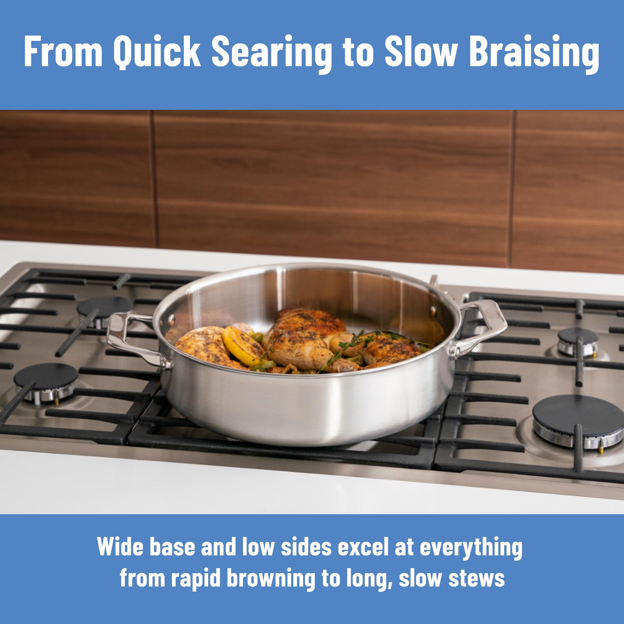 Snapklik.com : Misen 5-Ply Stainless Steel 6QT Rondeau Wide, Flat ...