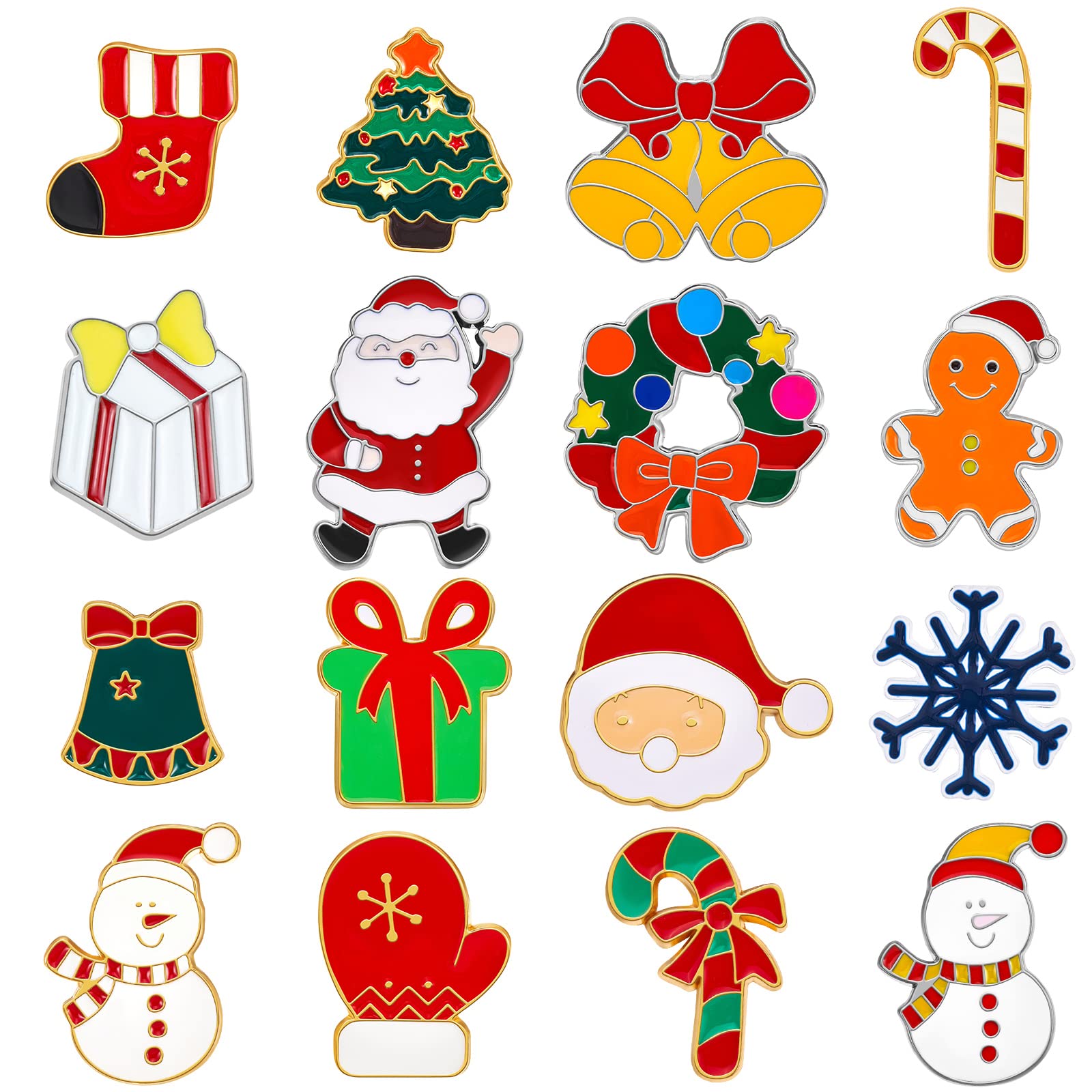 Amazon.com: MTLEE 16 Pcs Christmas Brooch Pin Set Xmas Brooch Button ...