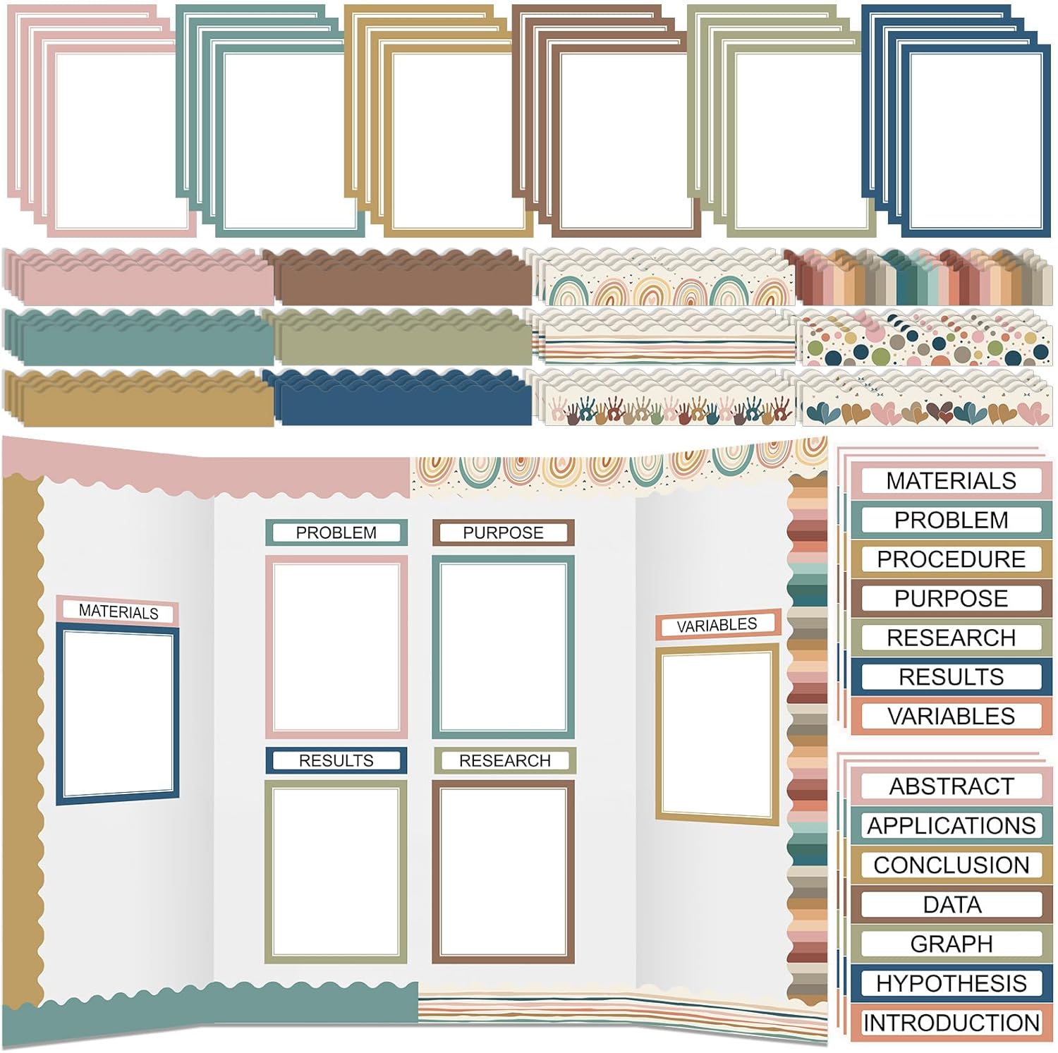 Amazon.com : Fuyoooo 90 Pcs Science Fair Board Supplies 60 Trim ...