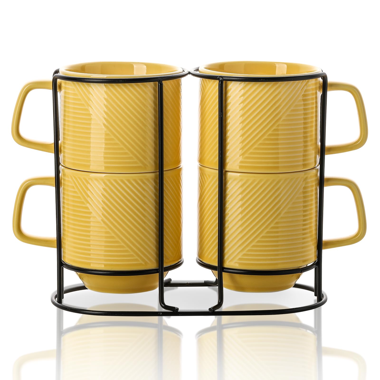 Amazon.com: Adewnest Stackable Coffee Mugs with Rack : 13 oz Stacking ...