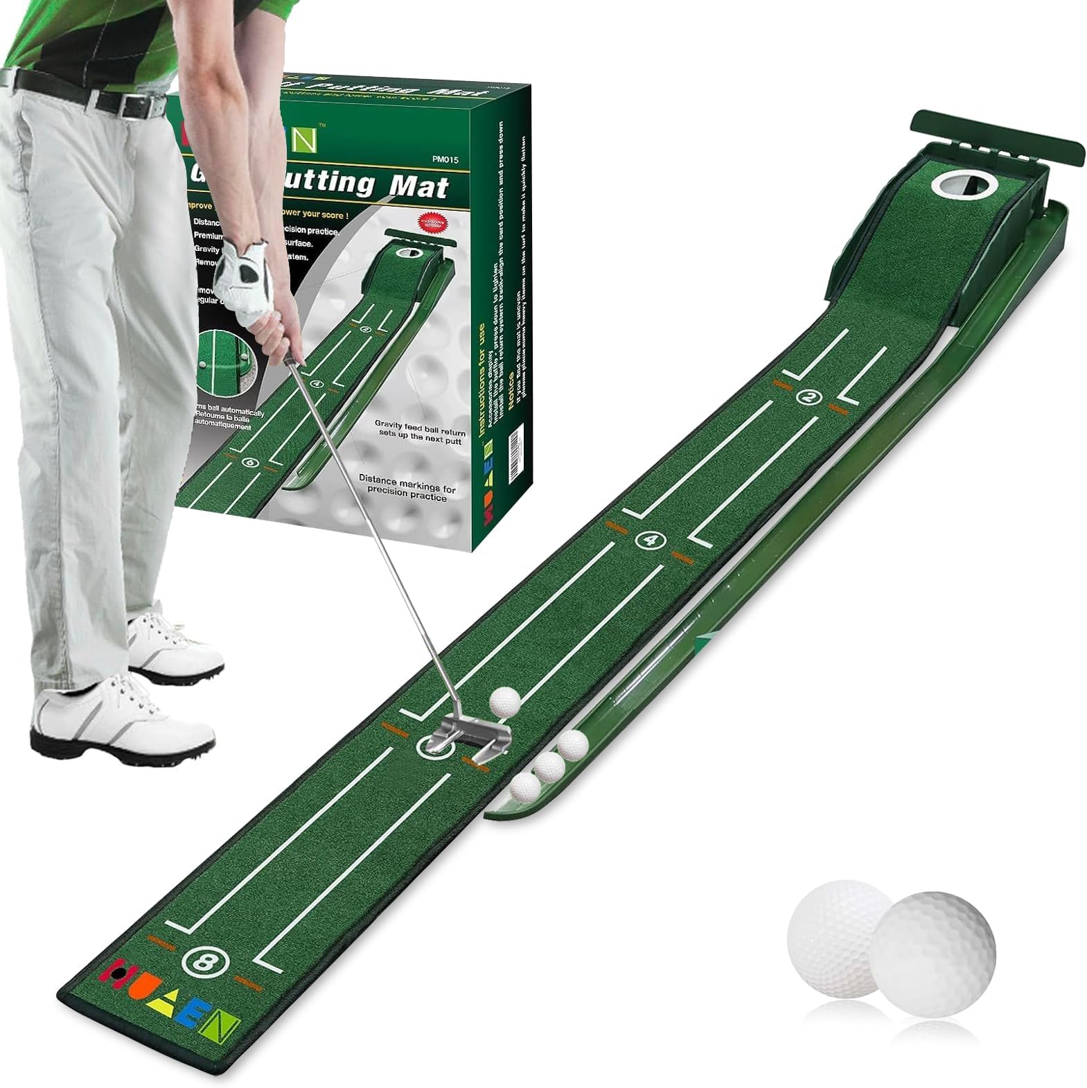Costway Golf Putting Green Set, Par Three Putting Mat with 3 Putting ...