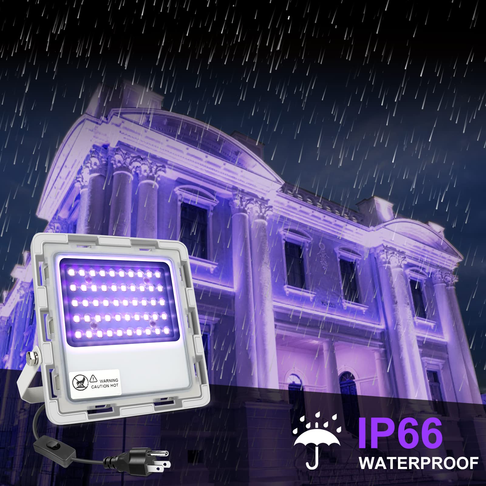 Snapklik.com : 30W UV Flood Light, IP66 Rated, 395nm-405nm Black Lights ...