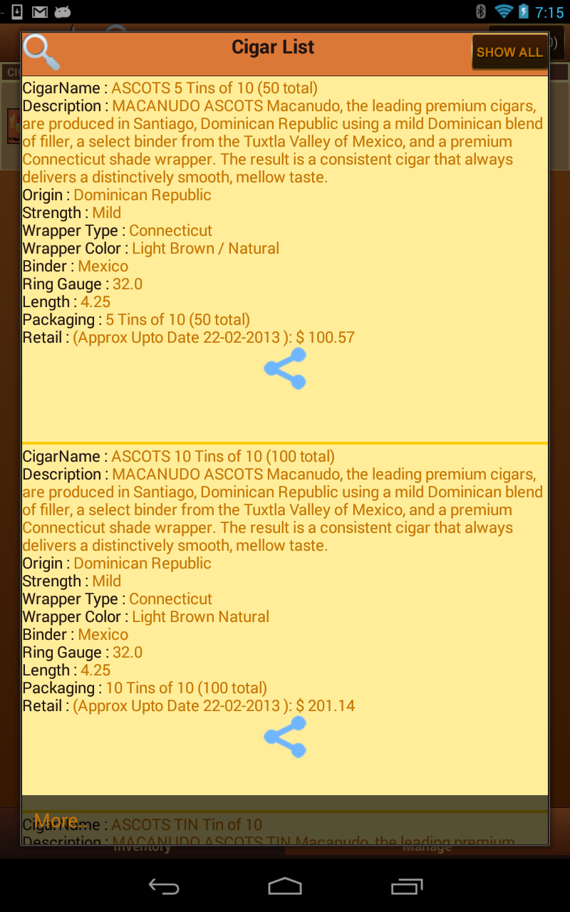 Cigar Inventory Tracker - App on Amazon Appstore
