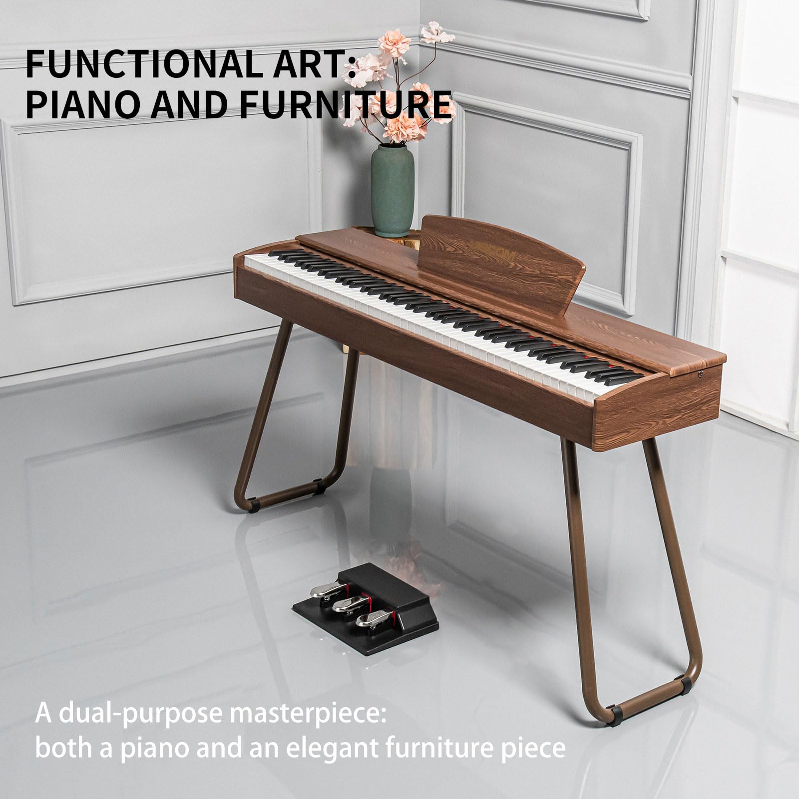 Snapklik.com : UISCOM 88-Key Weighted Keyboard Digital Piano In Walnut ...