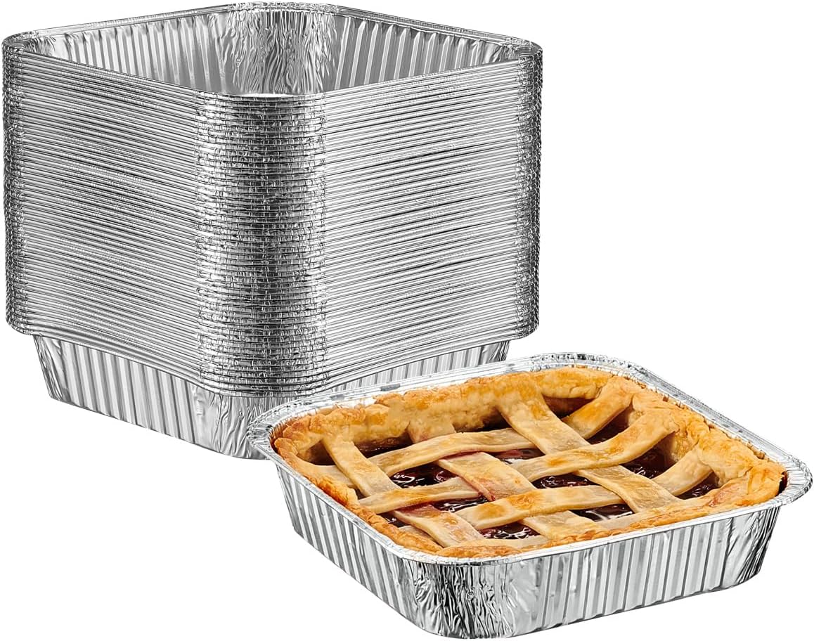 Amazon.com: MontoPack 9” Disposable Aluminum Foil Square Baking Pans ...