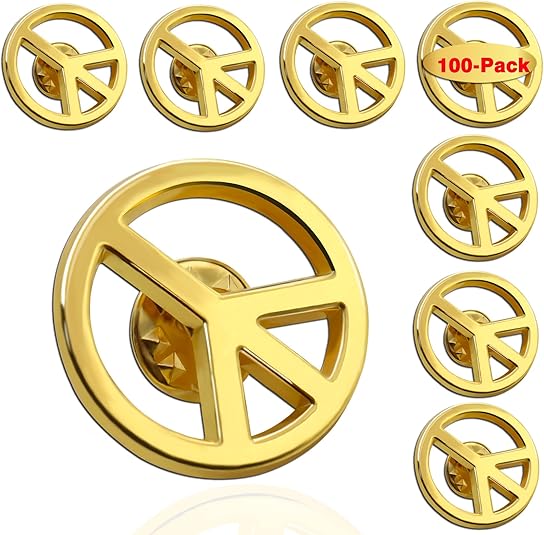 Amazon.com: 100/Pcs Peace Sign Lapel Pins Bulk - Metal Love Peace ...
