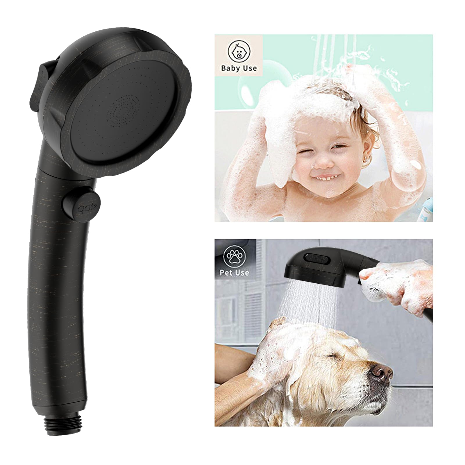 Snapklik.com : KAIYING High Pressure Oil-Rubbed Bronze Handheld Shower Head