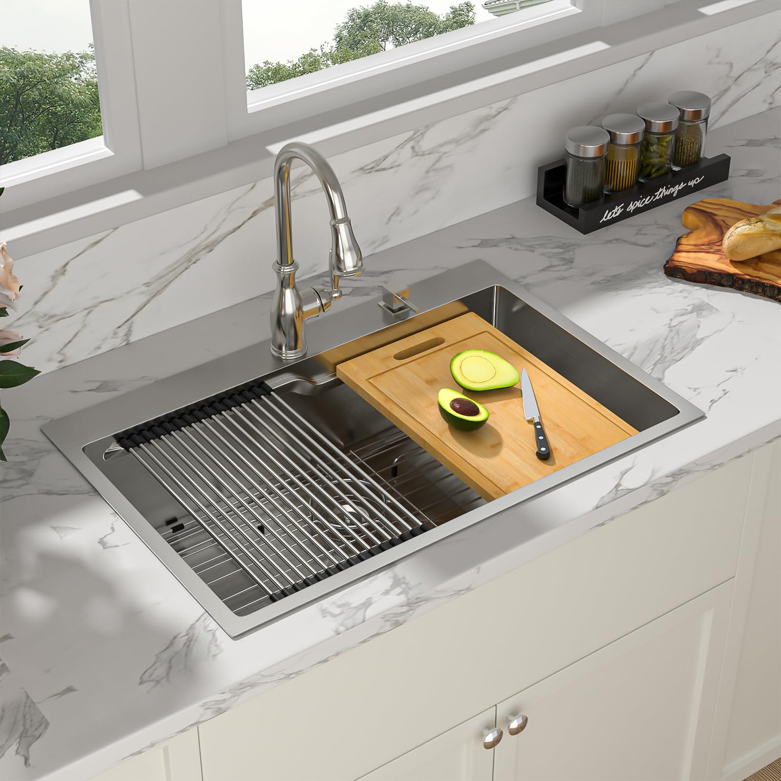 Snapklik.com : 33 Drop In Kitchen Sink - Sarlai 33 X 22 Inch Kitchen ...