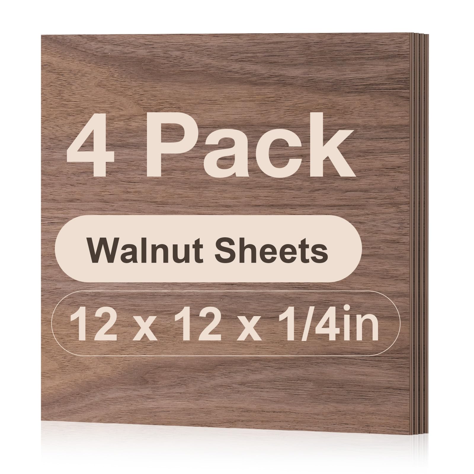 Amazon.com: Wowood 4 Pack Walnut Plywood Sheets, 12 x 12 x 1/4 Inch ...