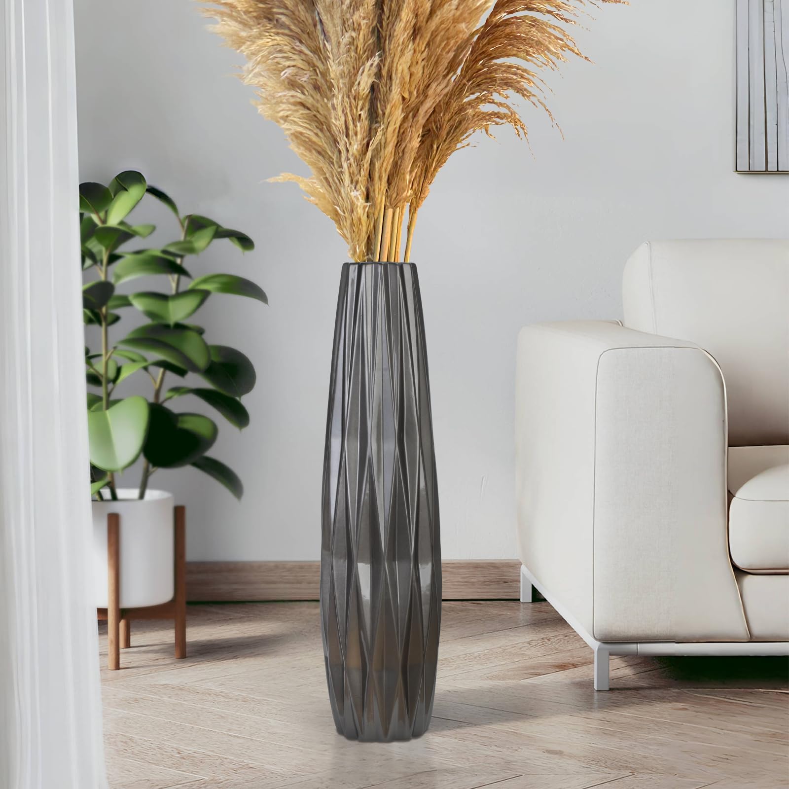 Amazon.com: Silvery Ceramic Tall Floor Vase,28 Inch Large Modern Flower ...