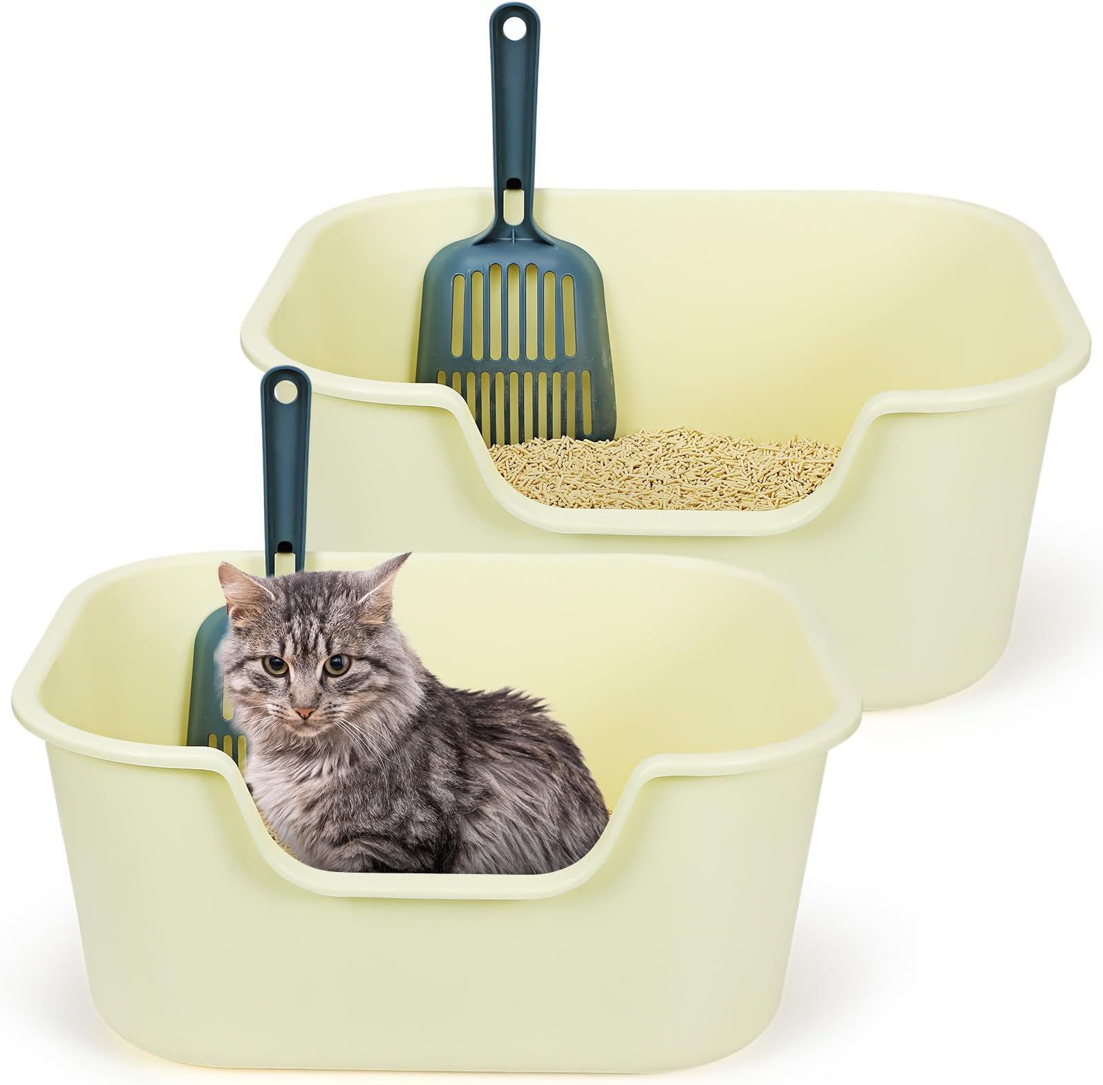Amazon.com: SiliFine 3 Pcs Flexible Cat Litter Box Soft Plastic High ...