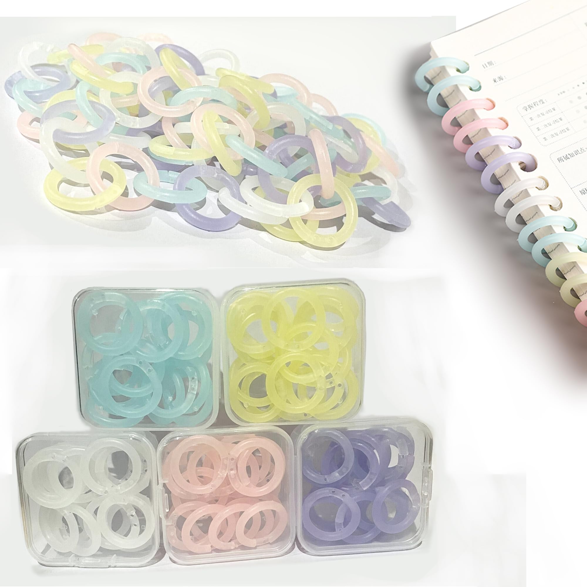 Amazon.com : 100 Pieces Plastic Binder Rings Plastic Loose Leaf Rings ...