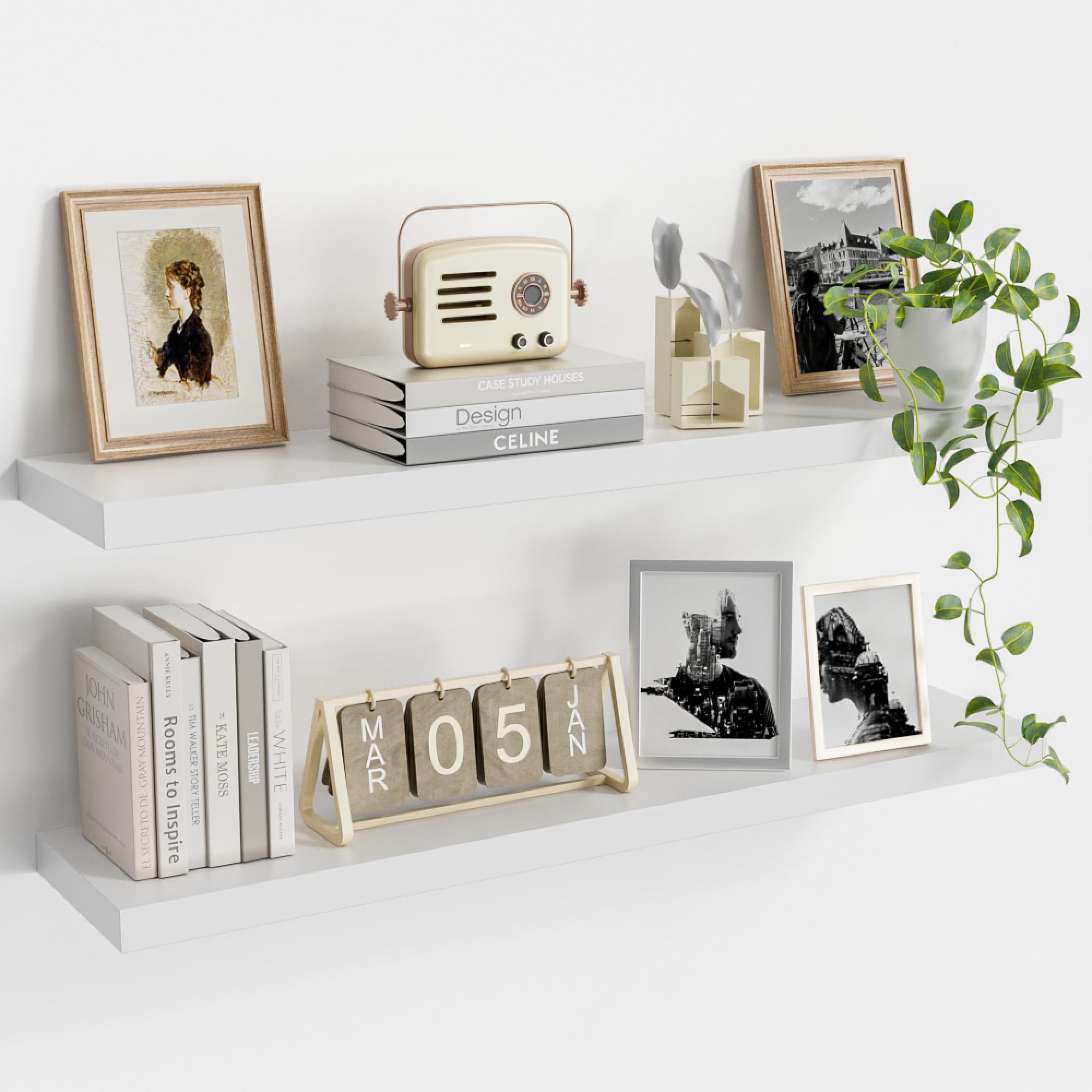 Amazon.com: Natural Wood Floating Shelves 36 inches Long -Deep Wall ...