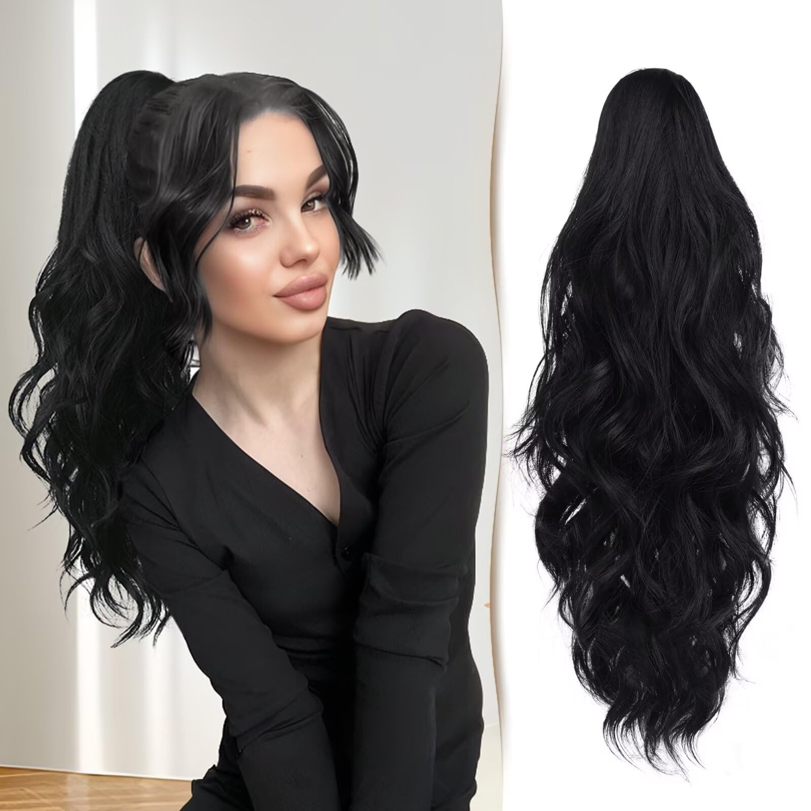 Amazon.com : Sidaila Ponytail Extension 18" Black Hair Extensions Claw ...