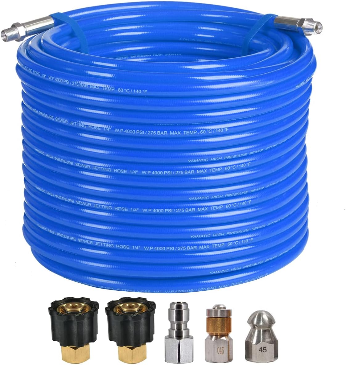 Amazon.com: Selkie Pressure Washer Sewer Jetter Kit - 50Ft X1/4" Hydro ...