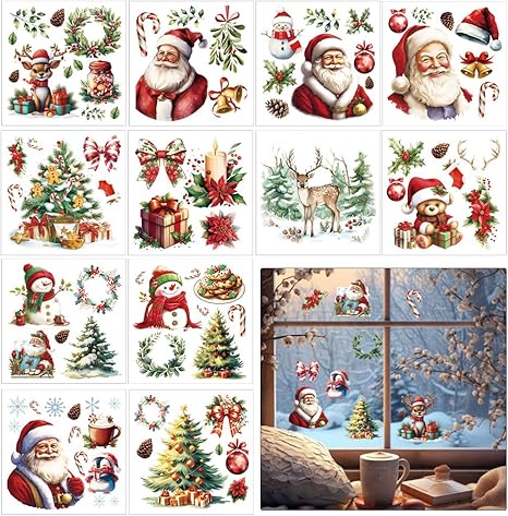 Amazon.com: BEUNITONE 12pcs Santa Claus Style Rub on Transfers for ...