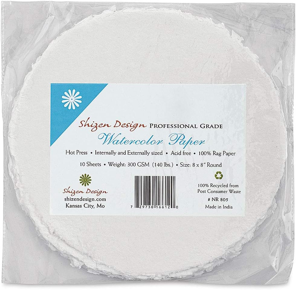 Amazon.com: Shizen Design, Watercolor Paper, White, Hot Press, 8 Inch ...