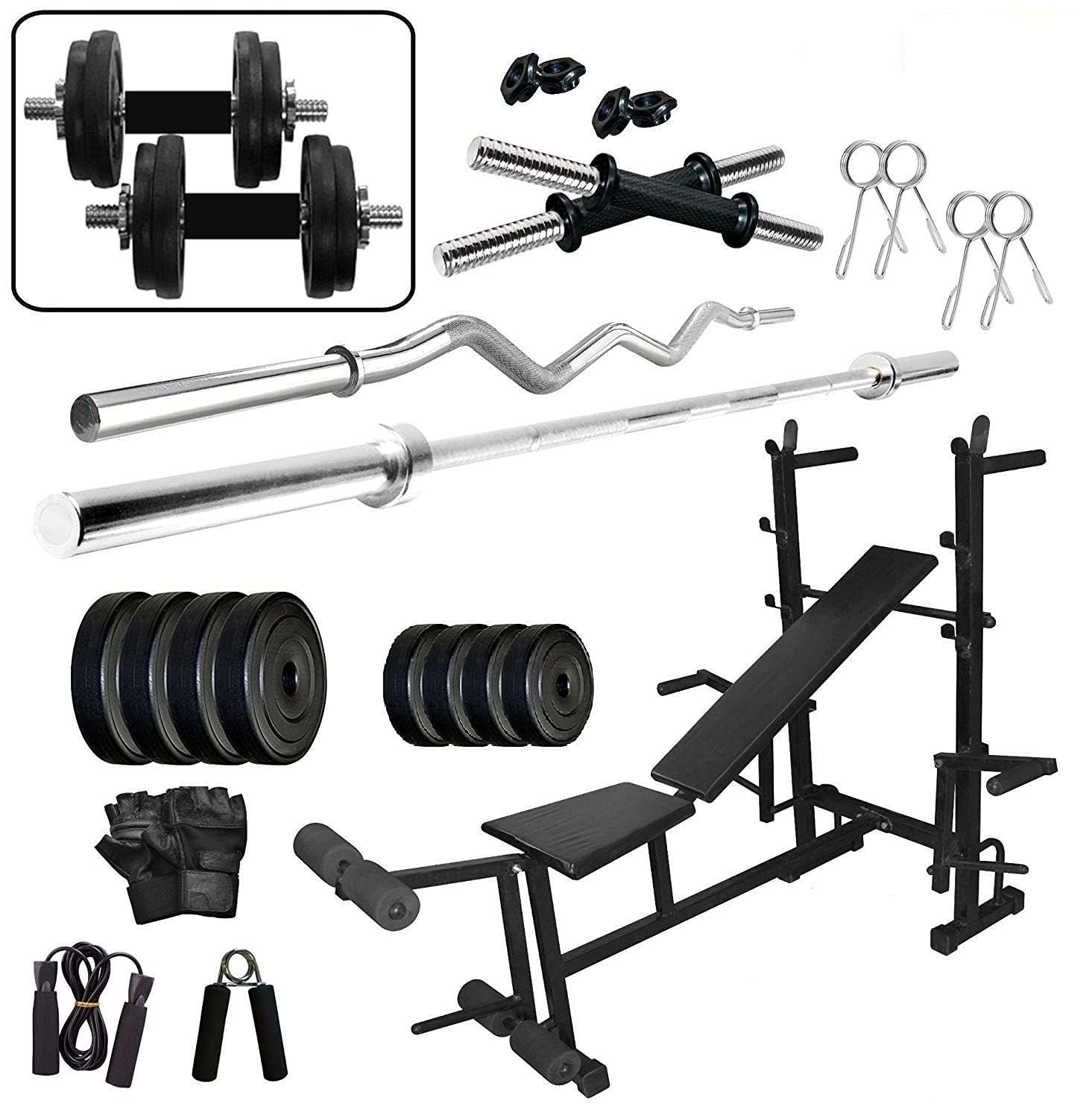 Body Maxx Gym Set Combo 50Kg 8 in 1 Multipurpose Bench Home Gym Workout ...