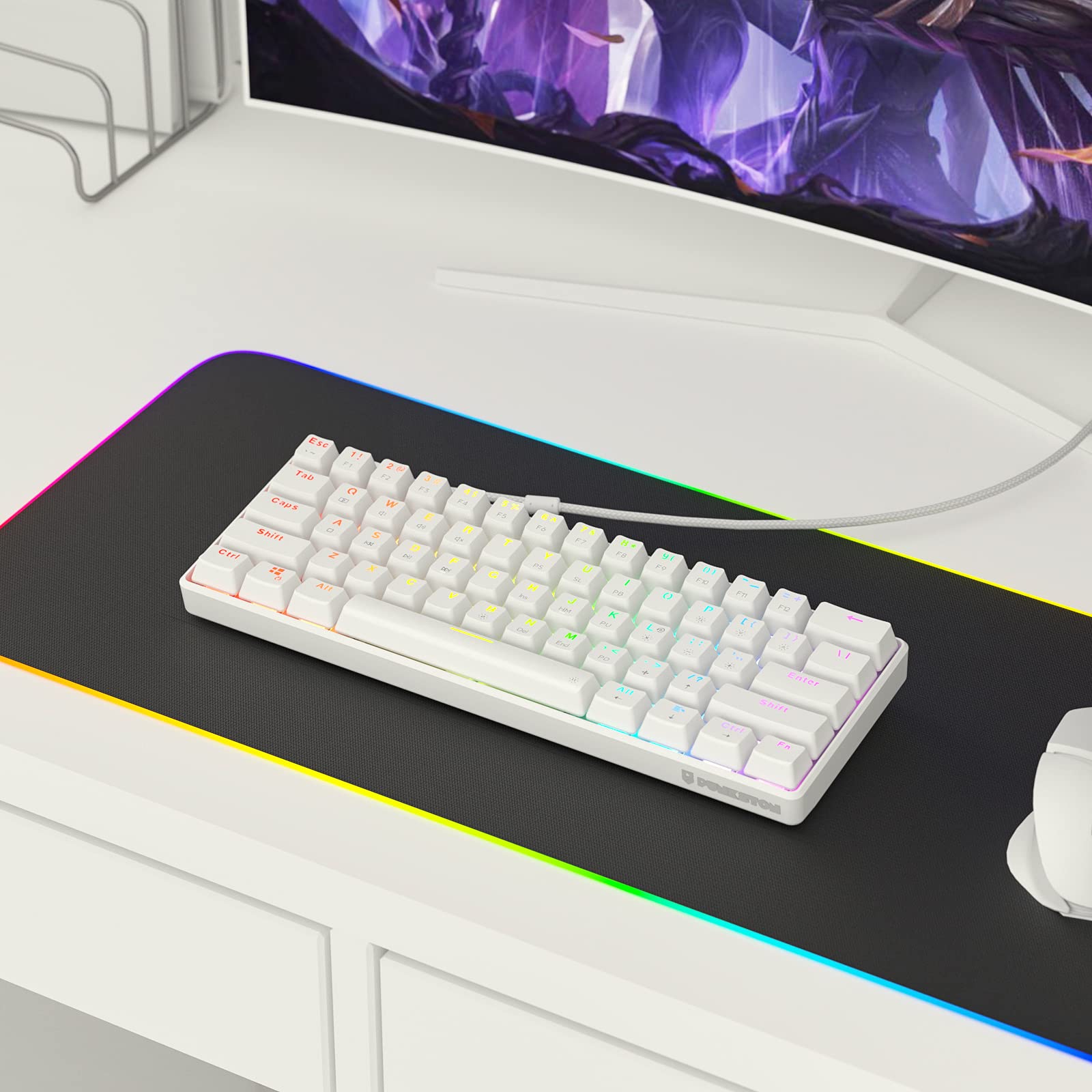 Punkston TH61 60% Mechanical Gaming Keyboard,RGB Backlit Wired Ultra ...