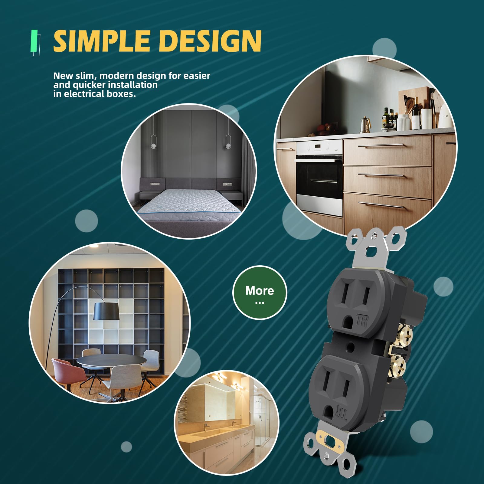 Snapklik.com : Duplex Wall Receptacle Outlets, 15A 125V 1850W, 2 Pole 3 ...