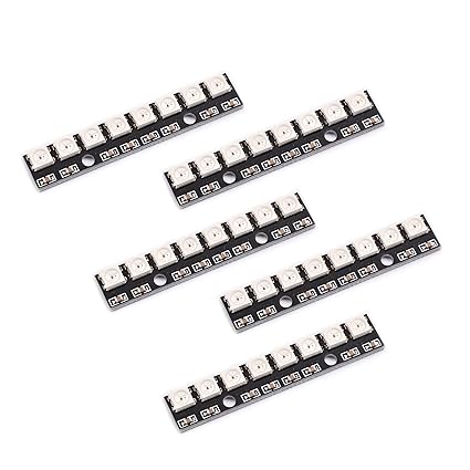 5PCS WS2812 5050 RGB 8 LEDs Light Strip Driver Board 8 Channel Built-in ...