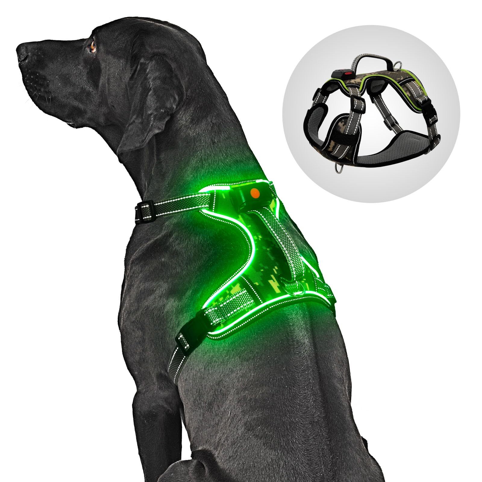 Light Up Dog Harness,LED Dog Harness No Pull with Soft Handle ...