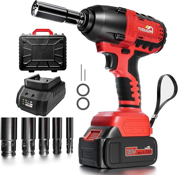750N.m Cordless Impact Wrench, 1/2" Electric Brushless Impact Gun for ...