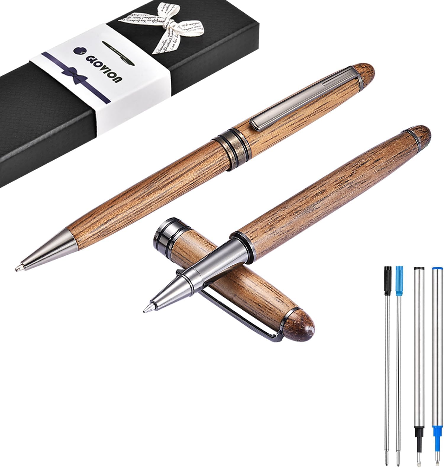Wooden Pen Set, Handcrafted Wood Ballpoint & Gel Gift Pen Set, Extra ...