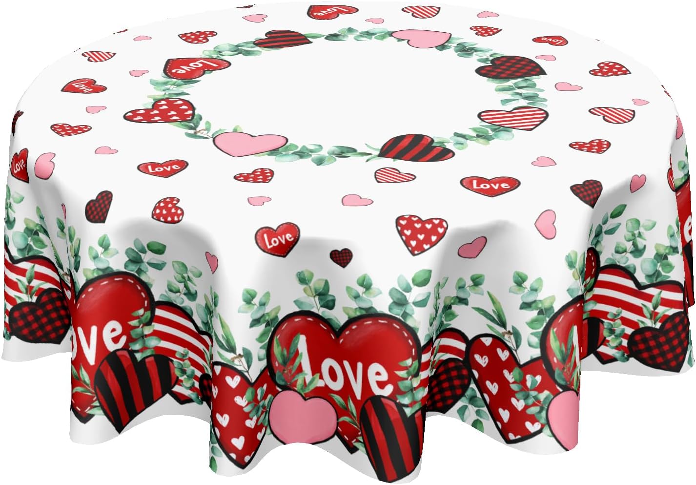 Amazon.com: Ancordivo Valentines Day Round Tablecloth 60 Inch Red and ...