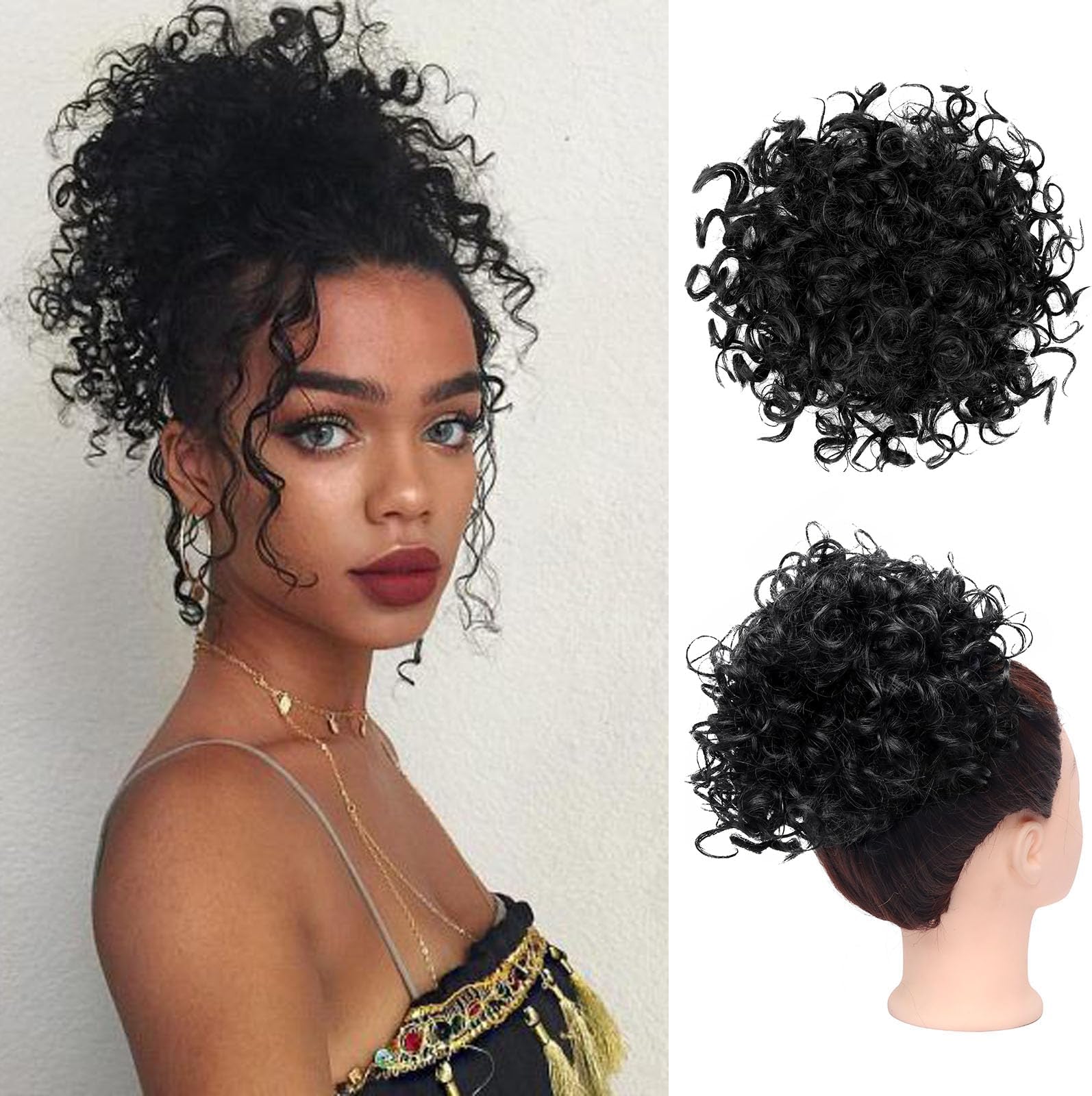 Amazon.com : NOSTALGIA Messy Bun Hair Piece, Drawstring Curly Hair Bun ...