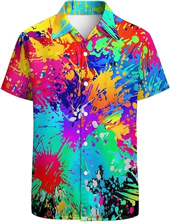 GADZILLE Hawaiian Shirt Mens Casual Button Down Shirt Short Sleeve ...