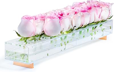Amazon.com: Clear Acrylic Flower Vase Rectangular Floral Centerpiece ...