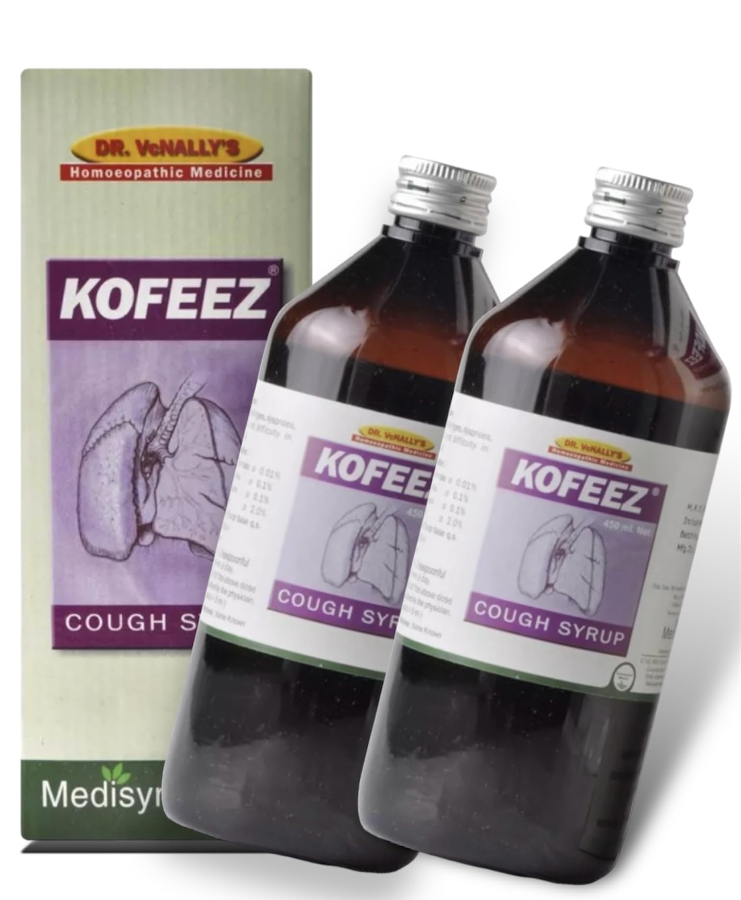 Buy Medisynth Kofeez Cough Syrup 450 ml X 2 Bottles - FAMILY PACK ...