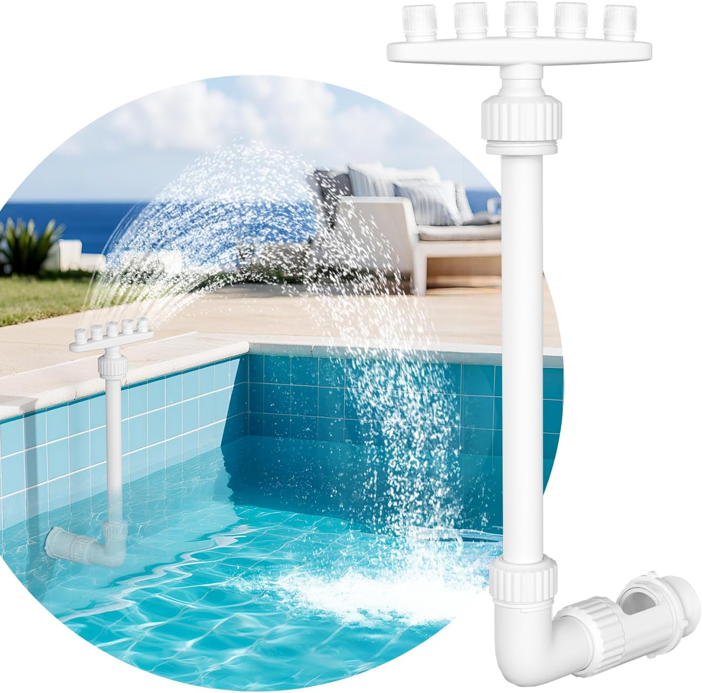 Amazon.com: Awvlvwa Adjustable Pool Fountain with 5 Spray Heads – 360 ...