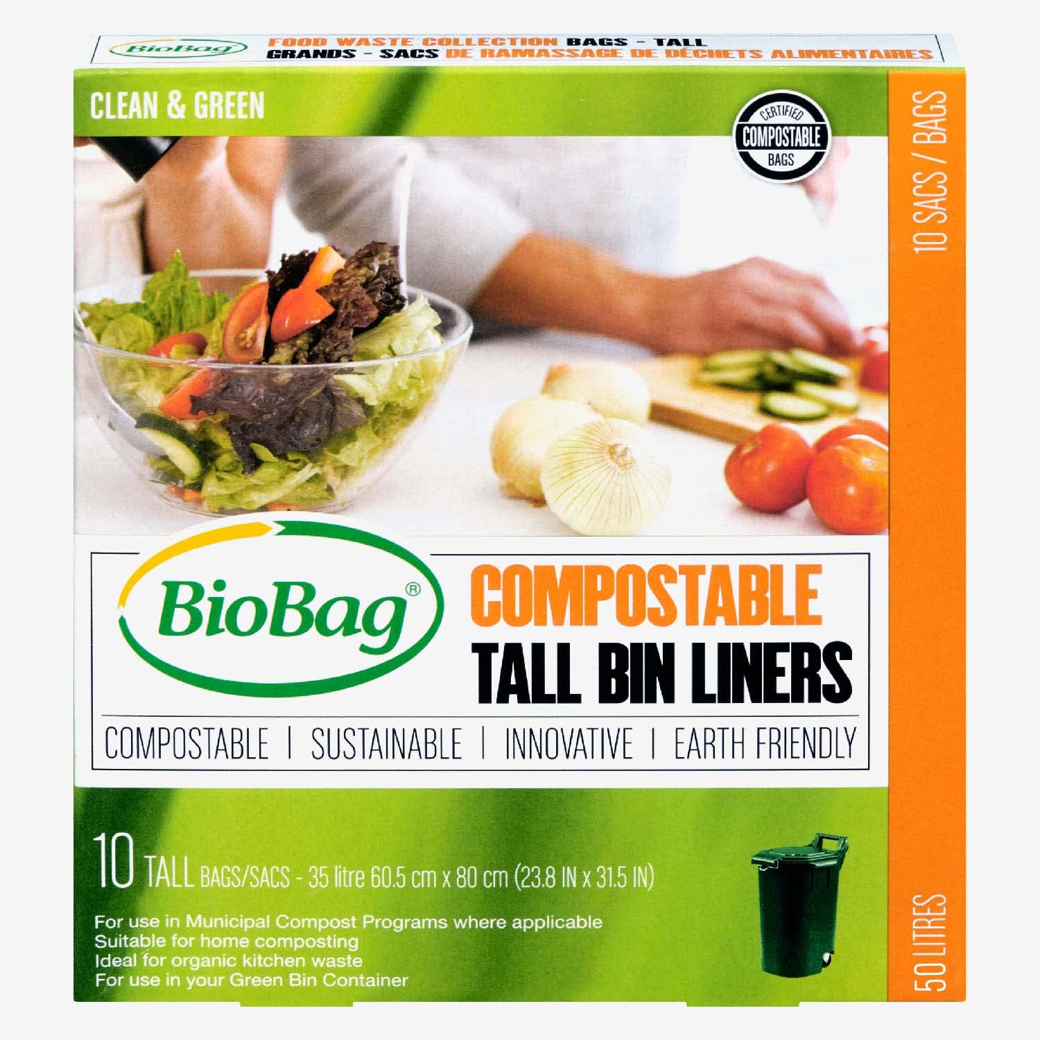 BioBag Tall Compostable and Biodegradable Kitchen Bags for Food Scraps ...