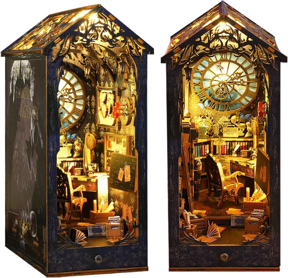 Amazon.com: Sibeg Book Nook Kit Wooden Bookends Bookshelf Decor Book ...