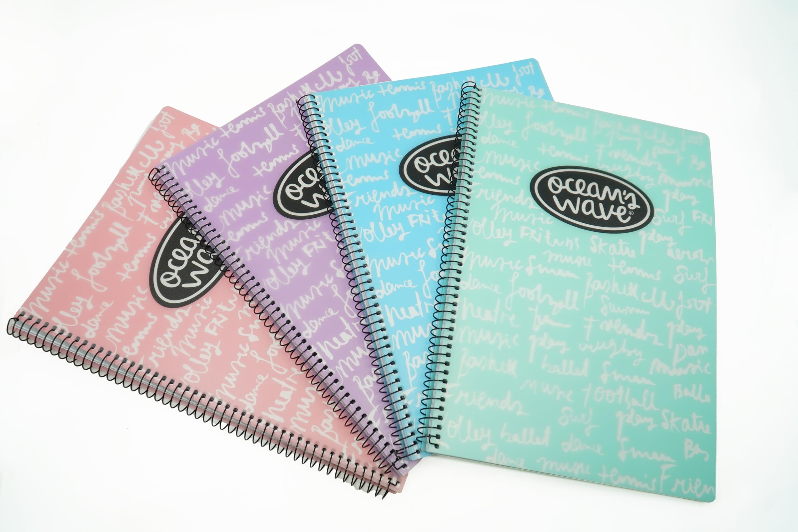 Ocean’s Wave – Pack of 4 A4 School Notebooks with Hard Cover – Folio ...