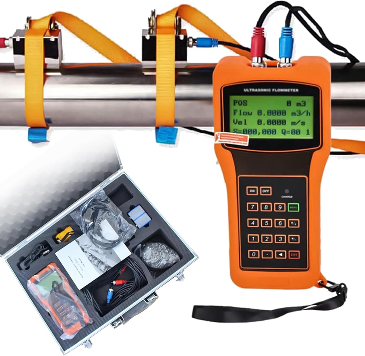 Amazon.com: ZWJABYY Handheld Ultrasonic Flow Meter Portable Clamp on ...