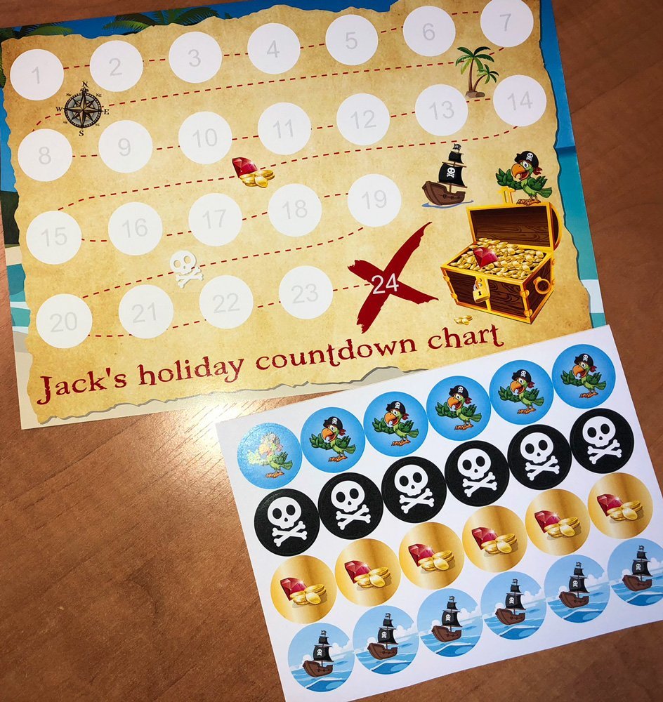 Buy Personalised countdown/reward chart with stickers - 'Pirate ...