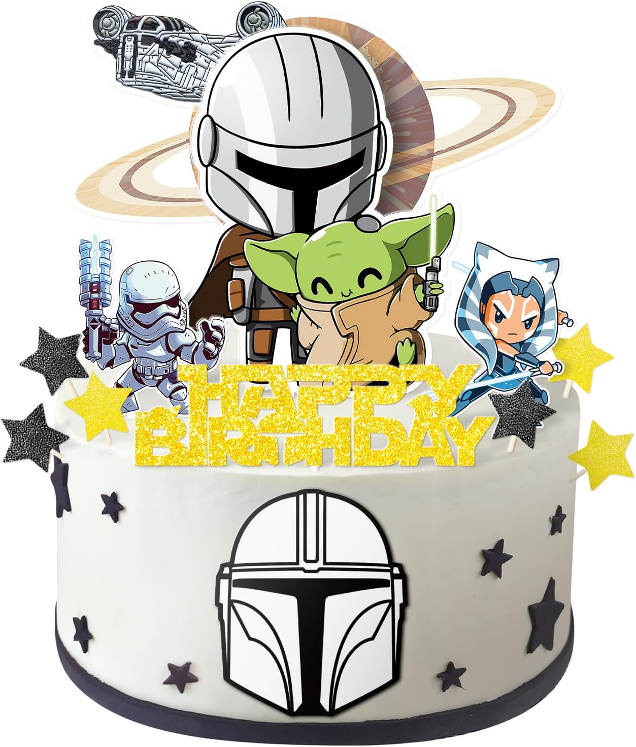 Amazon.com: 12 counts Darth Vader Cake Topper Birthday Decorations ...