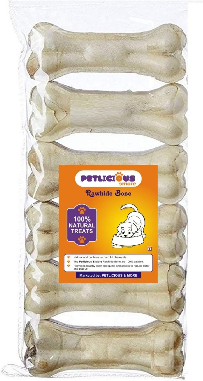Buy Petlicious & More Rawhide Bones for Dogs 6 Inch Pressed Bones for ...